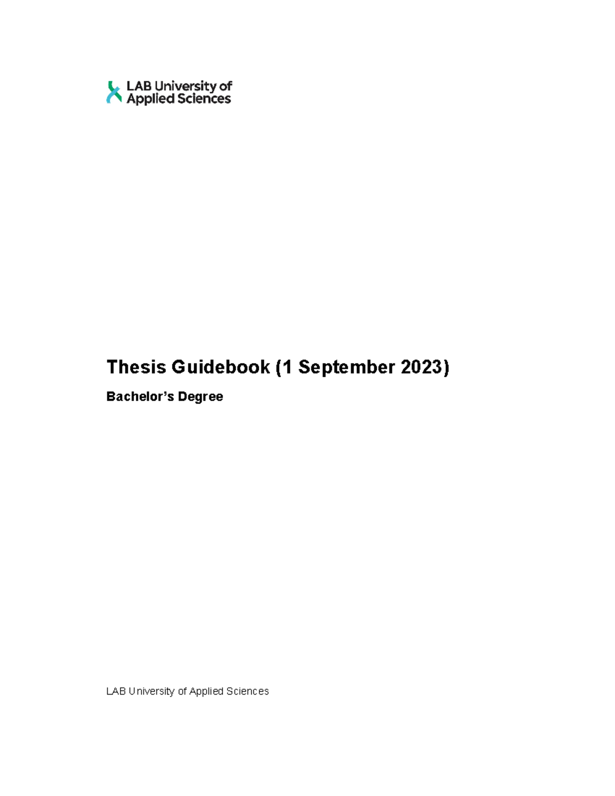 LAB Bachelor Thesis Guidebook (Updated: Sep 2023) - Studocu