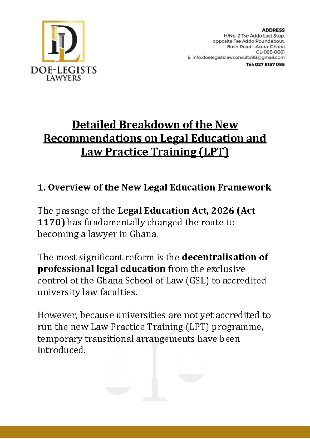 Recommendations on Legal Education & LPT: A Comprehensive Overview ...