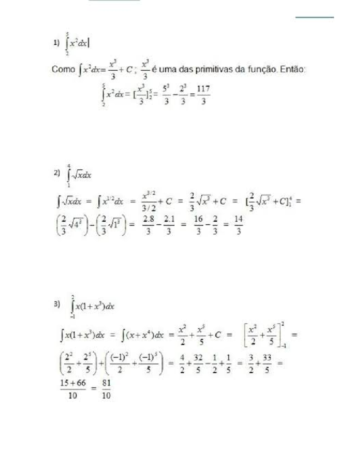 Exercícios de cálculo ex 1 - Cálculo Diferencial E Integral - 1) Como 3 ...