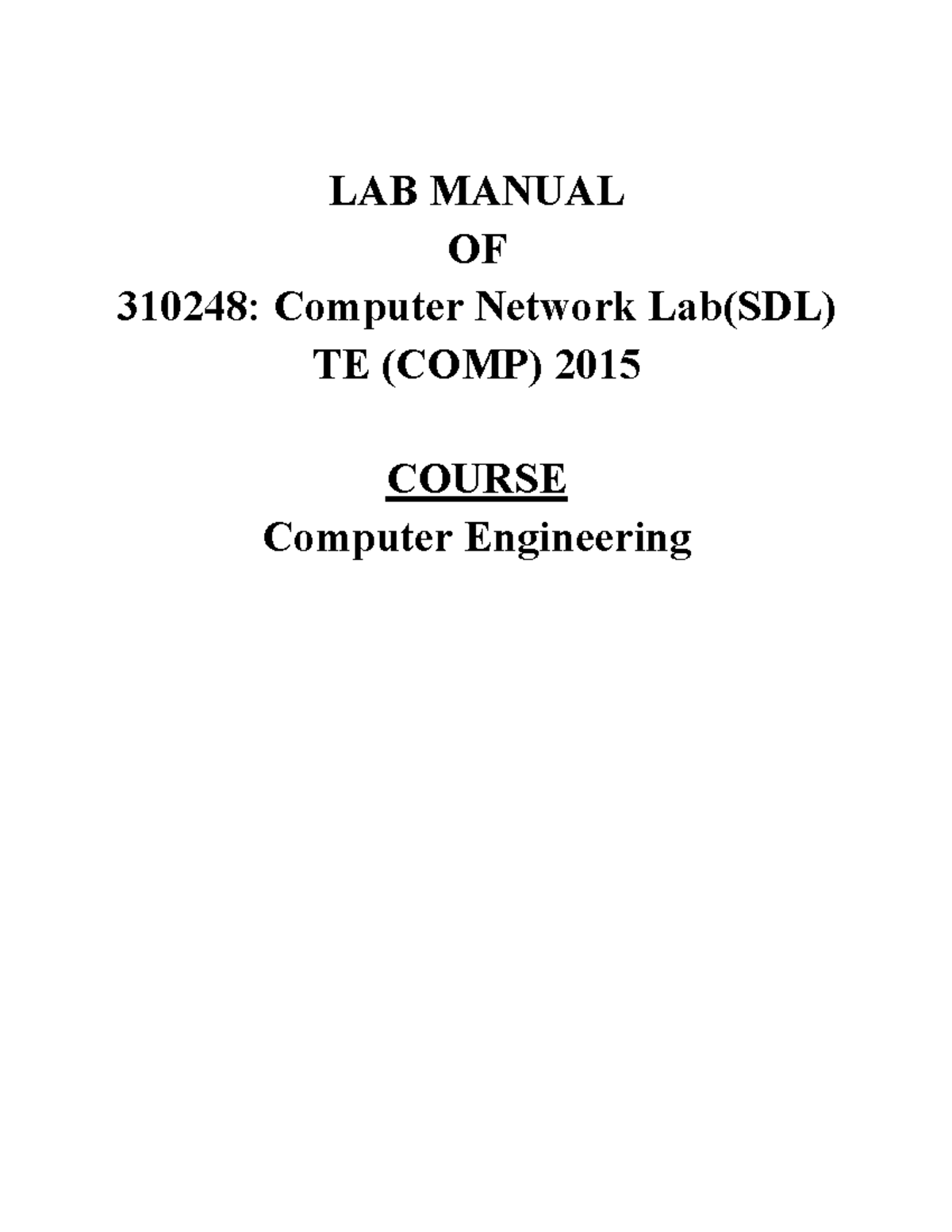 Lab Manual for 310248: Computer Network Lab (CNL Final) - Studocu