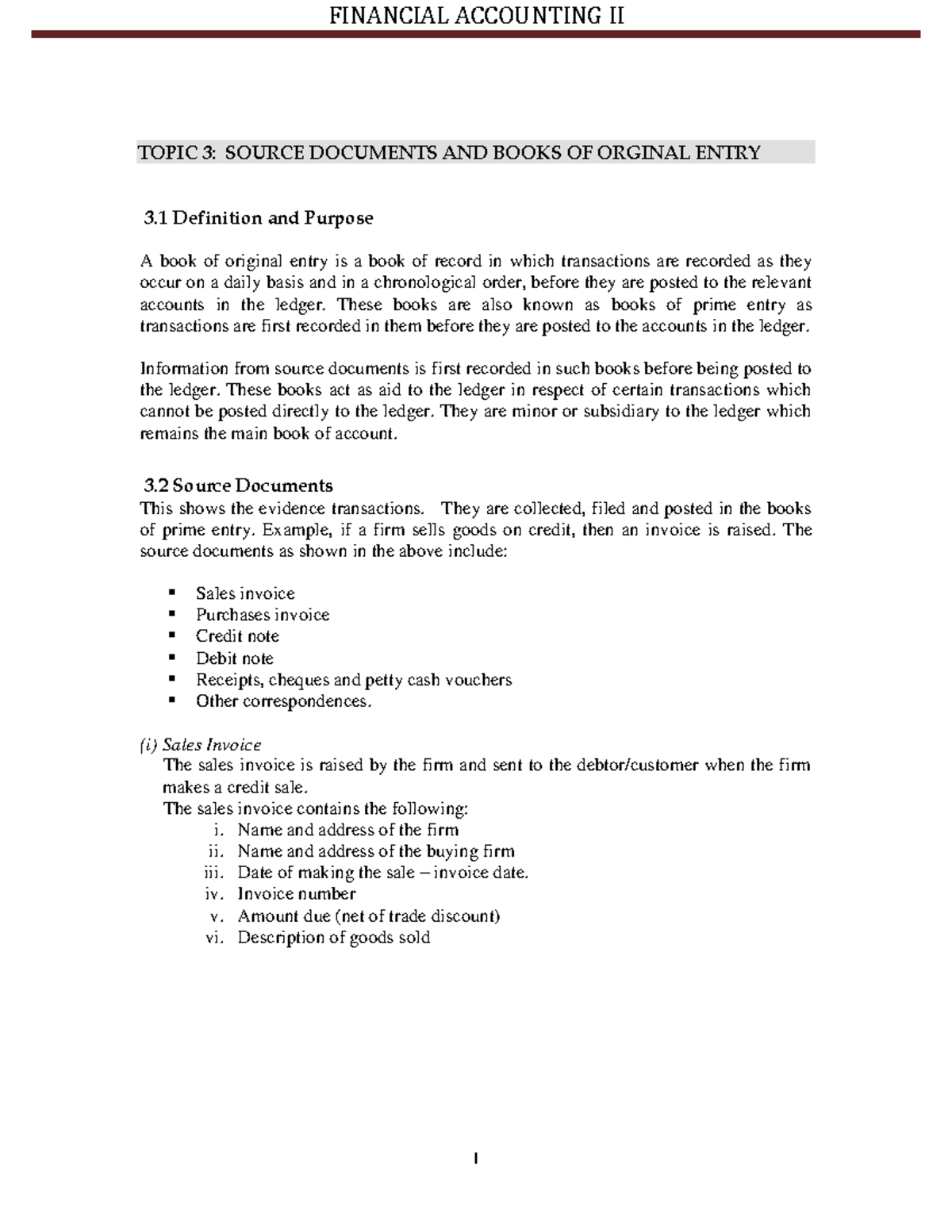 Source Documents & Books of Original Entry - FA 1 Study Guide - Studocu