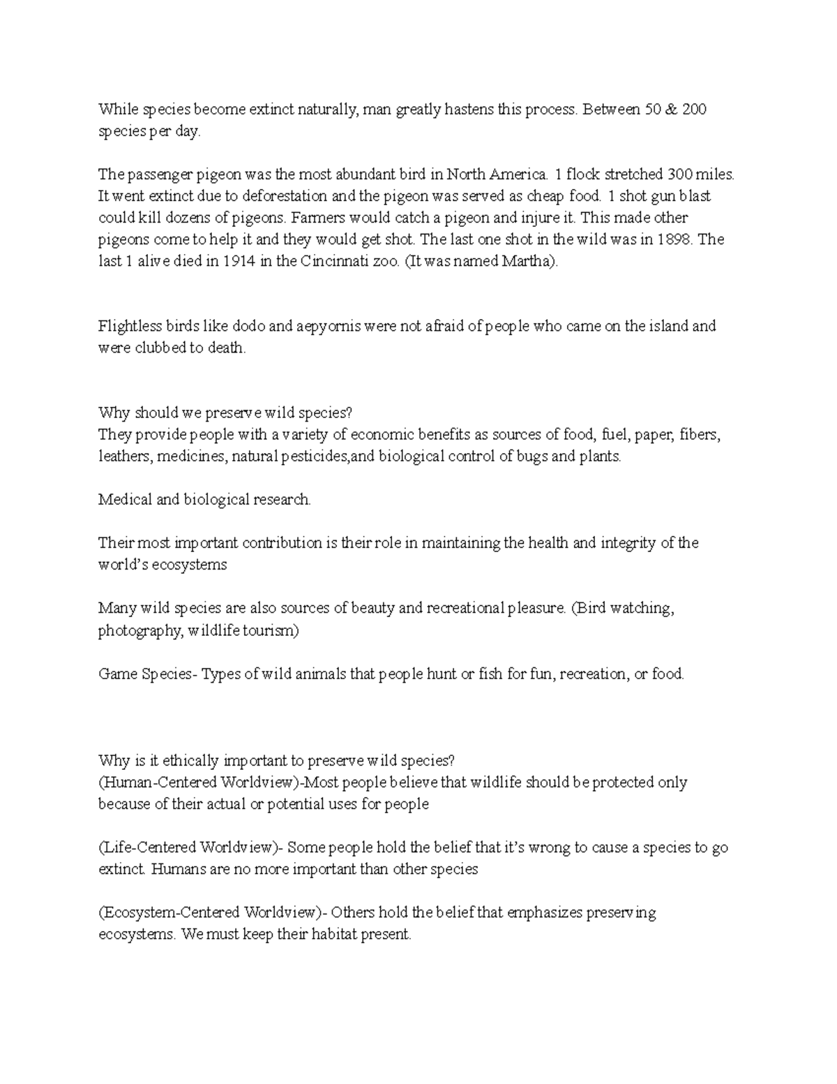 Environmental Science Exam 4: Key Topics on Extinction & Conservation ...