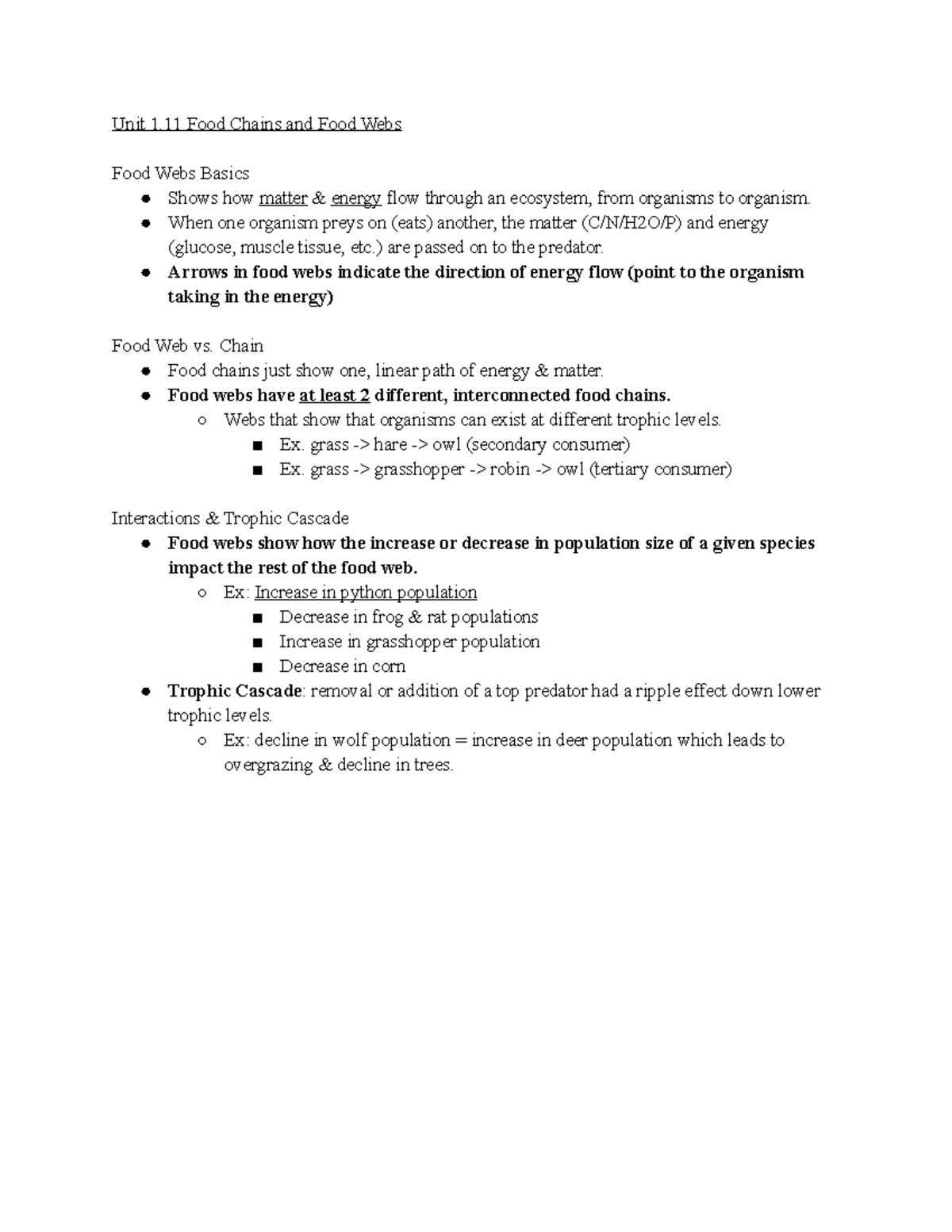 Unit 1.11 Food Chains & Webs: Interactions & Energy Flow Explained ...