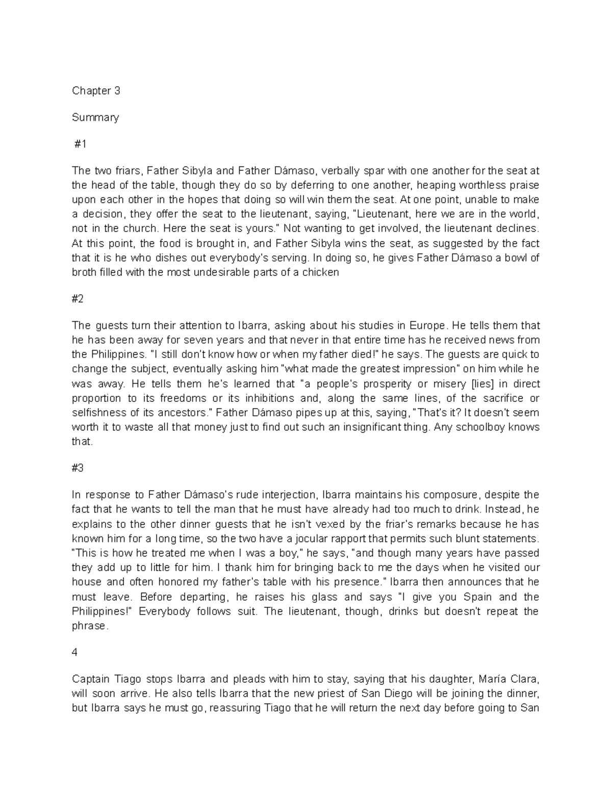 Rizal - ... - Chapter 3 Summary # The two friars, Father Sibyla and ...