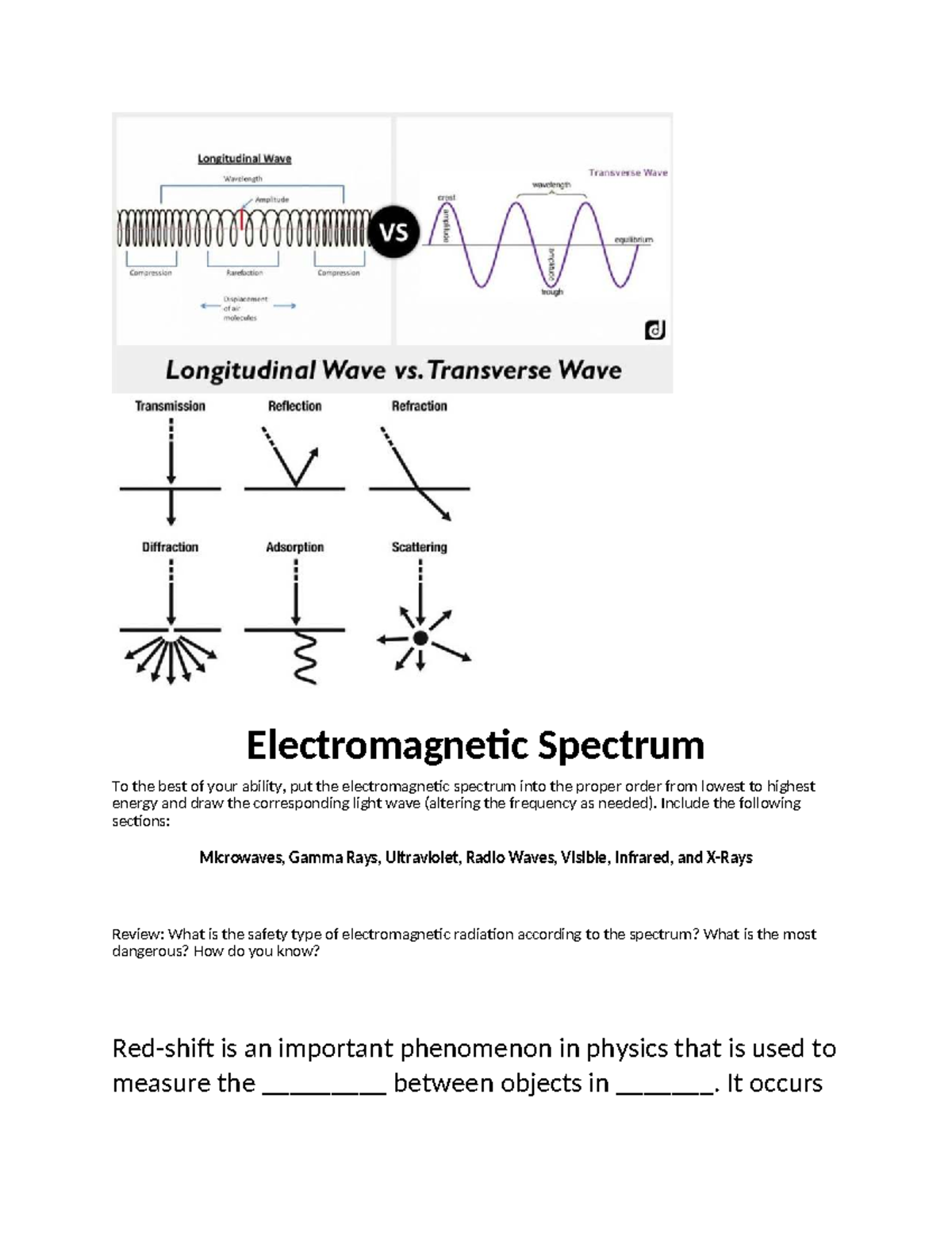 Electromagnetic Spectrum Overview and Red-Shift Analysis - Studocu