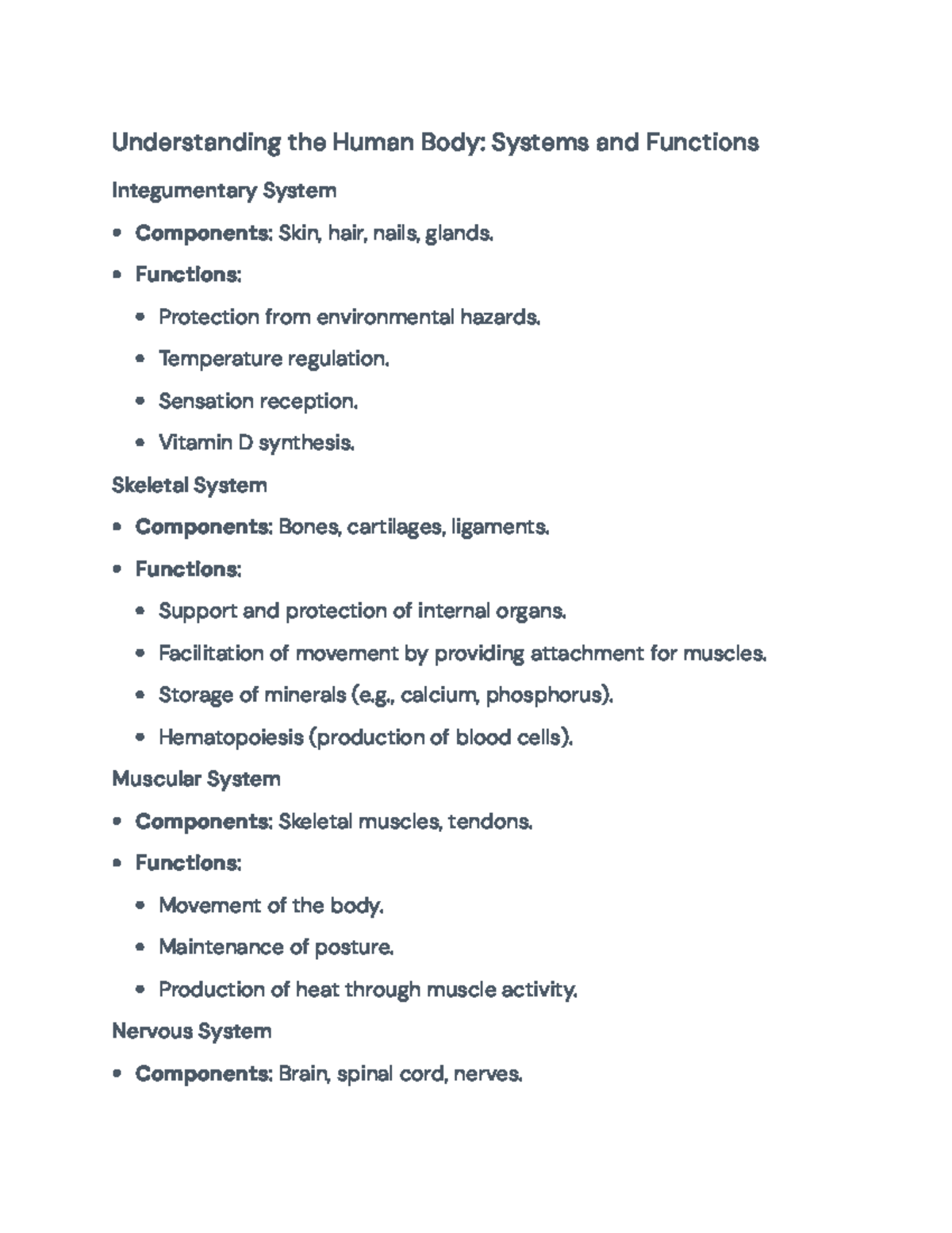 Understanding Human Body Systems and Their Functions in Healthcare ...