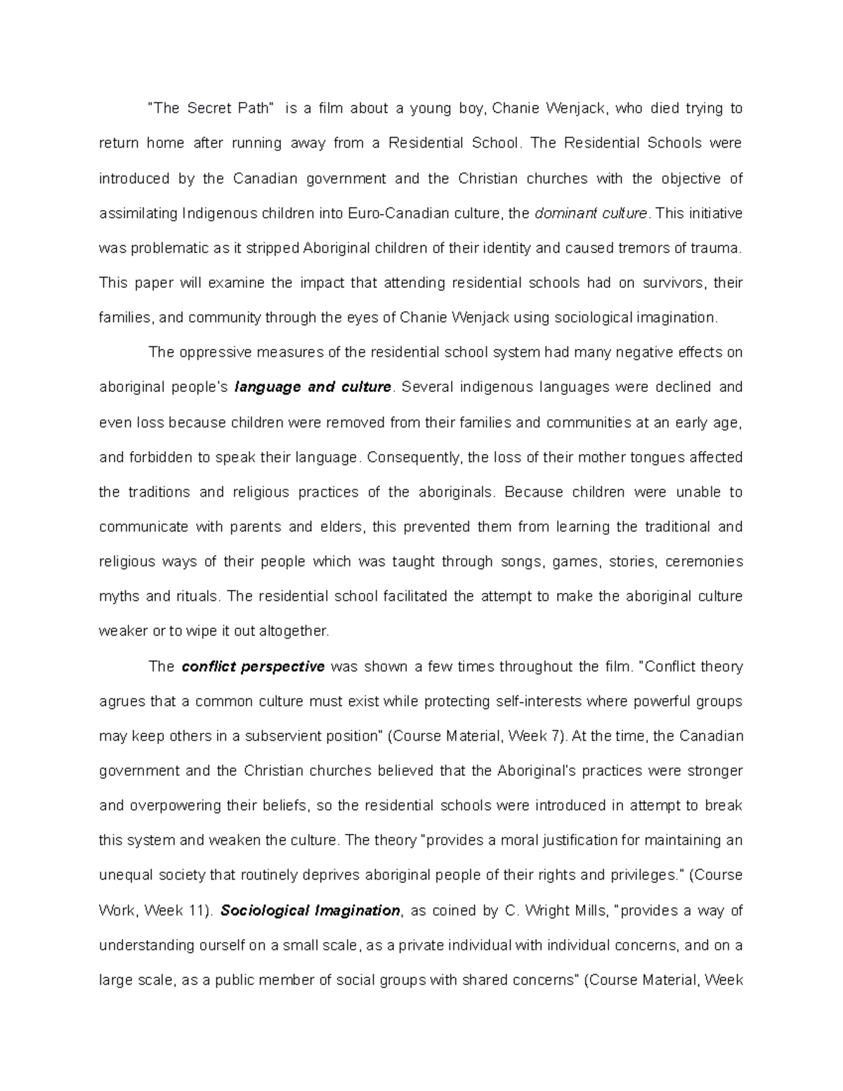 WR430 - The Impact of Residential Schools: Chanie Wenjack's Story - Studocu