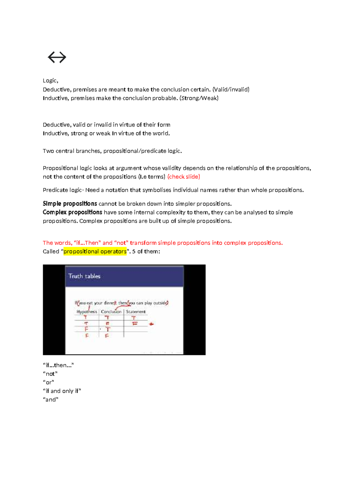 Evidence and Argument Week 4: Deductive Logic Overview - Studocu