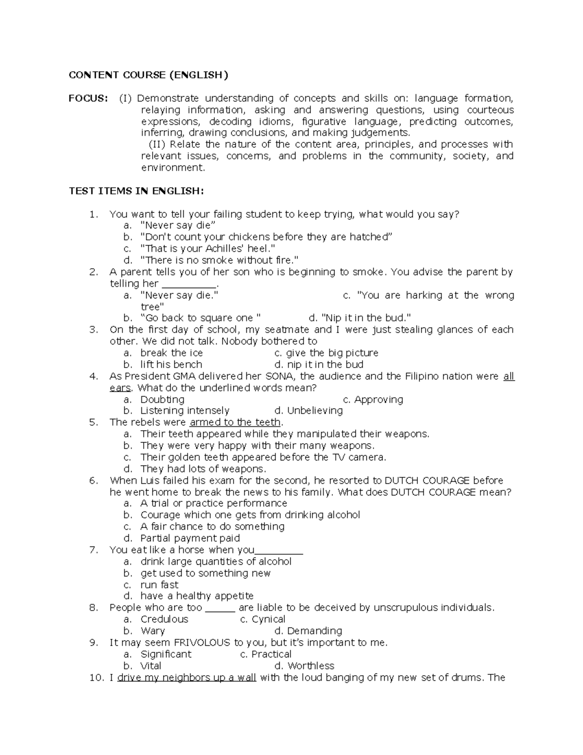 Content Course (English) - Understanding Language & Community Issues ...