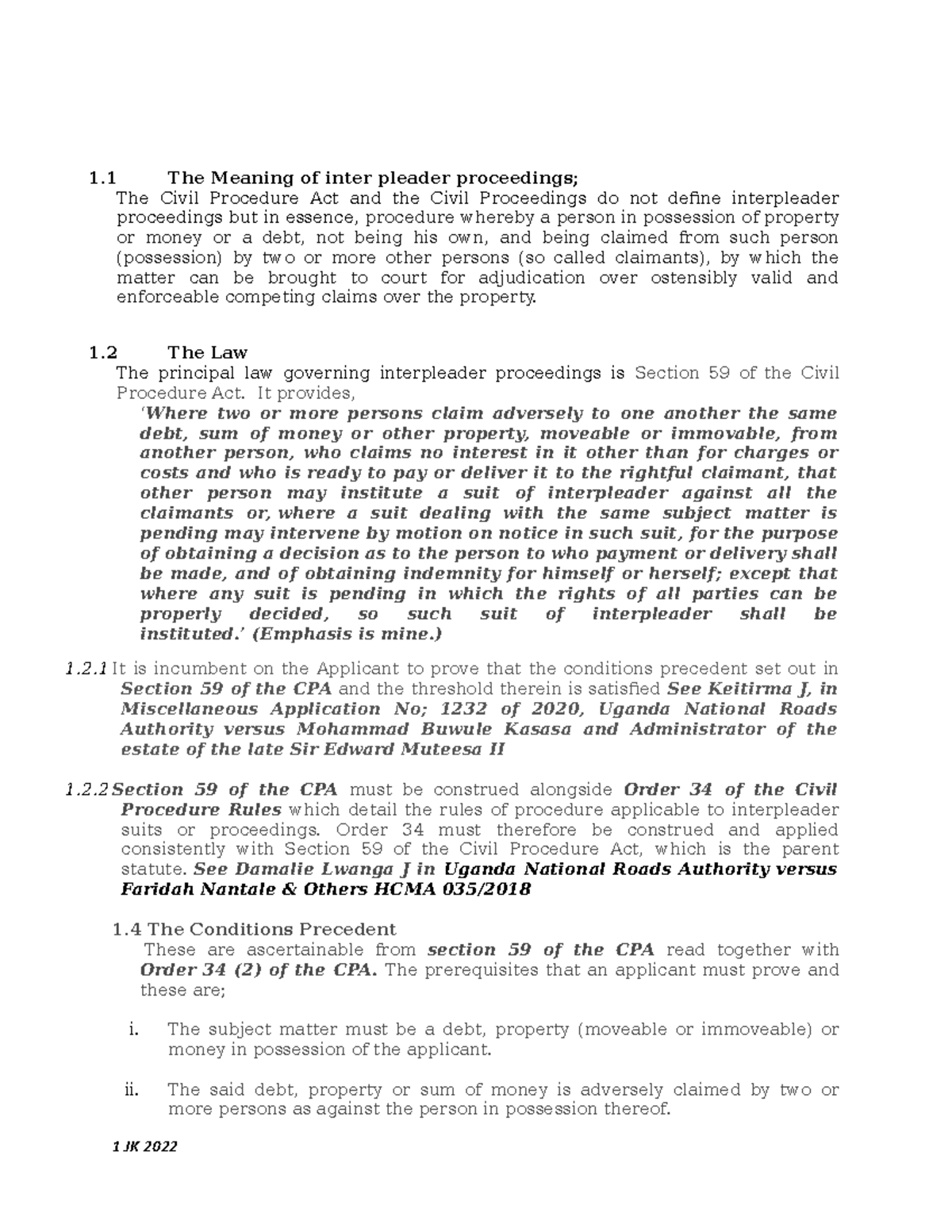 The Law and Procedure of Interpleader Proceedings (2022) - Studocu