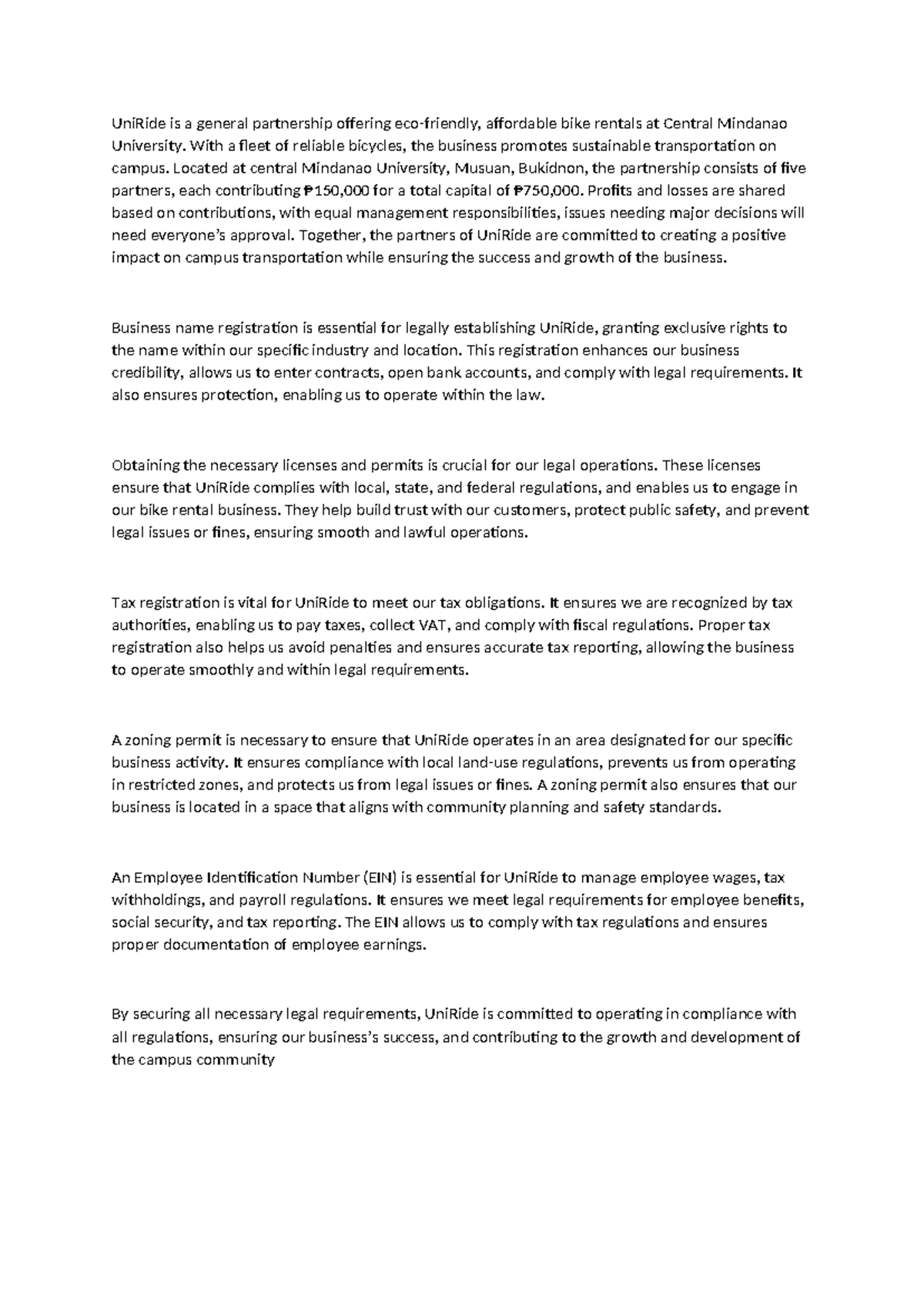 Exploring UniRide: Legal Framework for Bike Rentals at CMU - Studocu