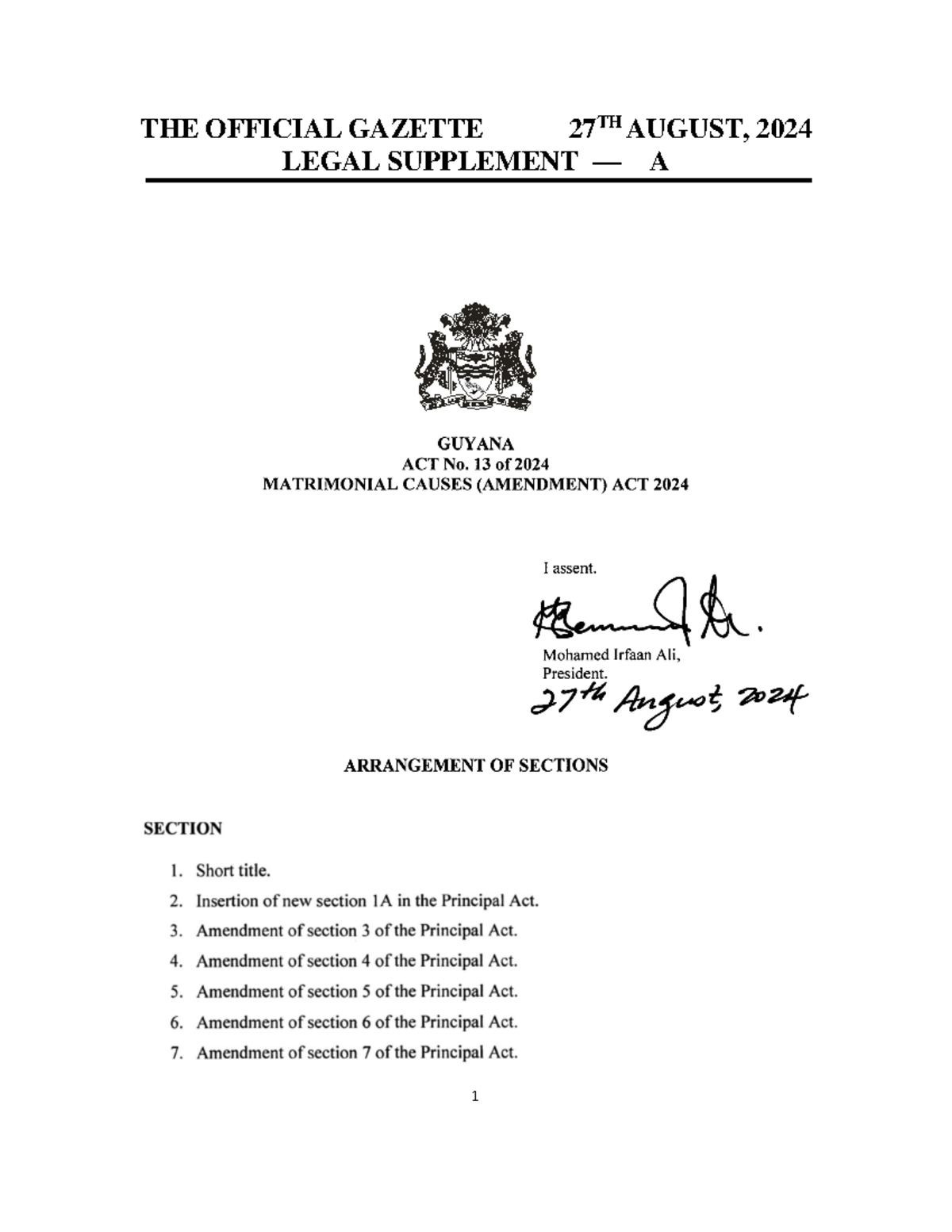 Matrimonial Causes Amendment Act No. 13 of 2024 - Official Gazette ...
