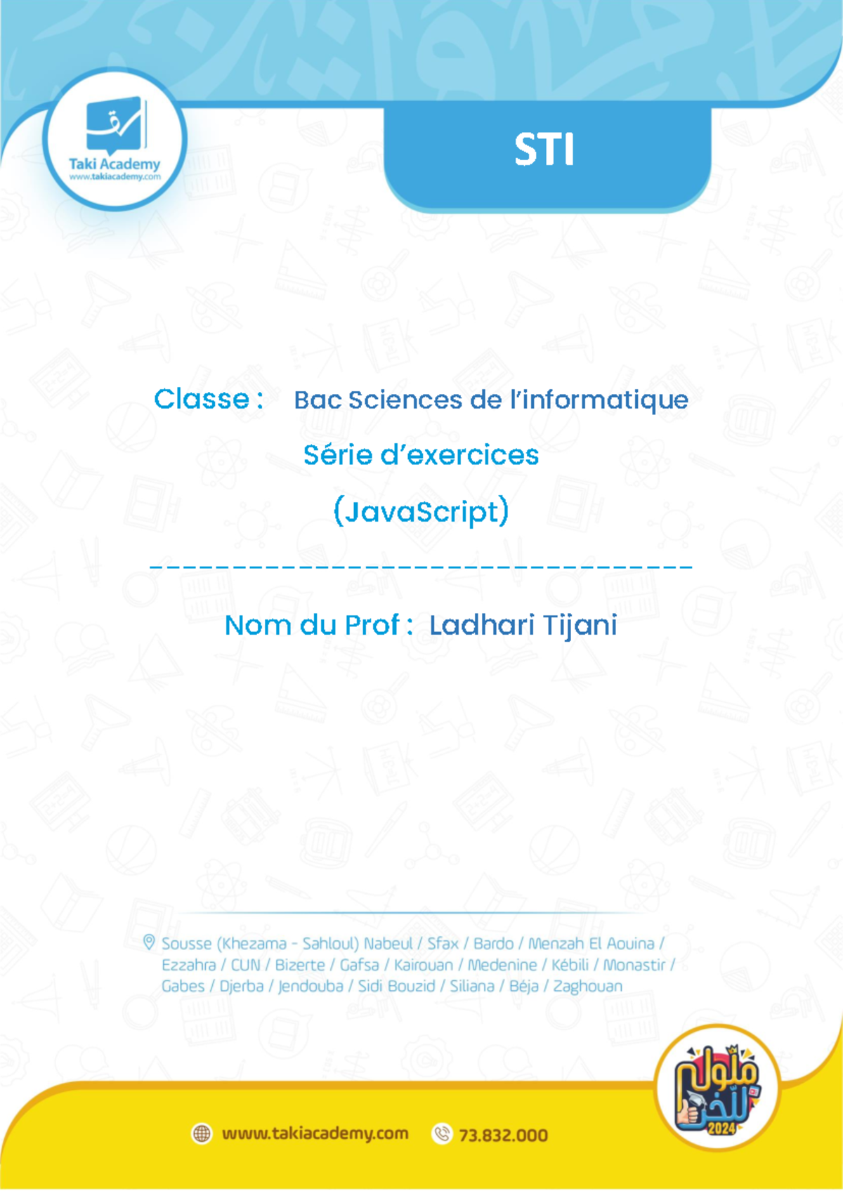 STI Bac Sciences : Exos HTML & JS - Prof. Ladhari Tijani - Studocu