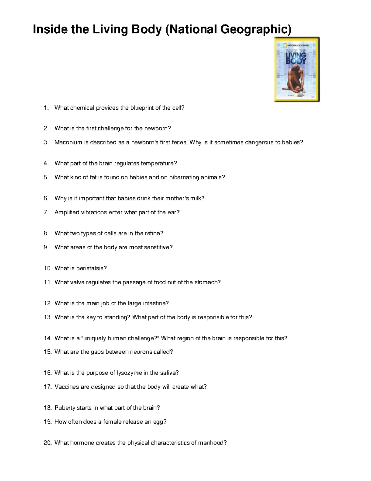 Biology Student Booklet 2015 - Inside the Living Body (National ...