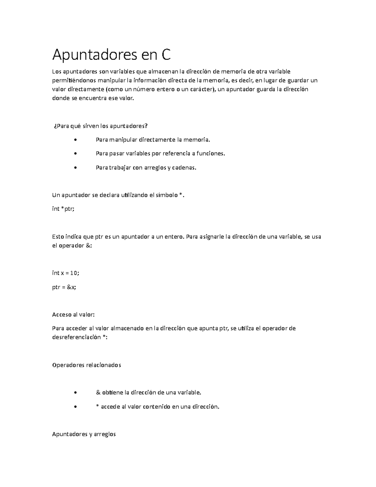 Apuntadores y Funciones en C: Conceptos y Ejercicios Prácticos - Studocu