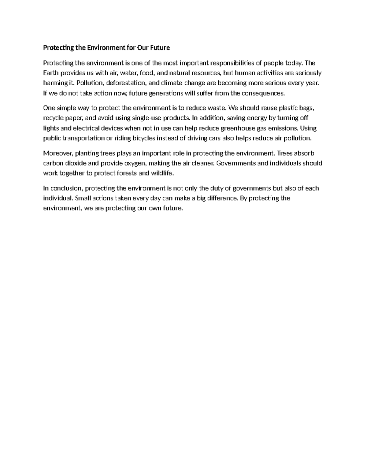 ENV 101: Protecting Our Future Through Environmental Action - Studocu
