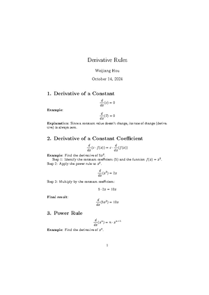 BA 1600 Final Exam Review: Derivative Rules and Applications - 4 – 4 Derivative Rules and - Studocu
