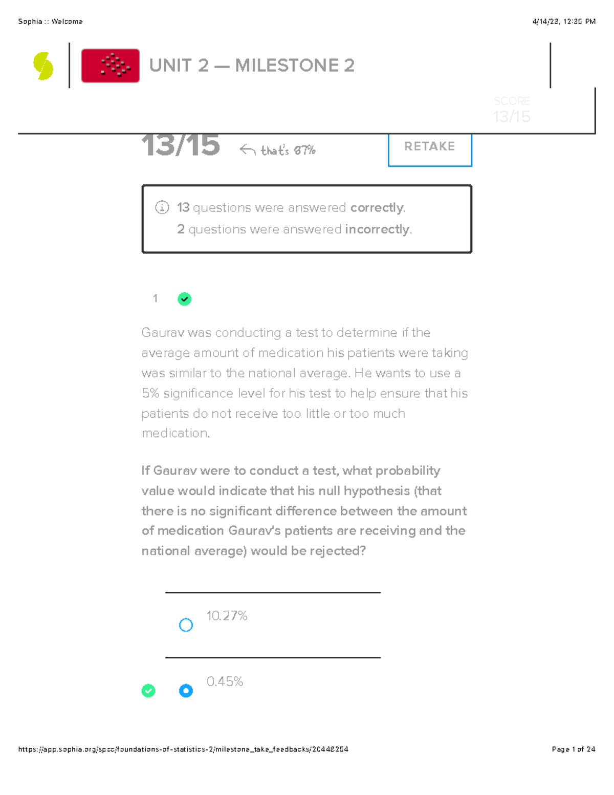 Statistics Milestone 2 Study Notes for Sophia - Studocu