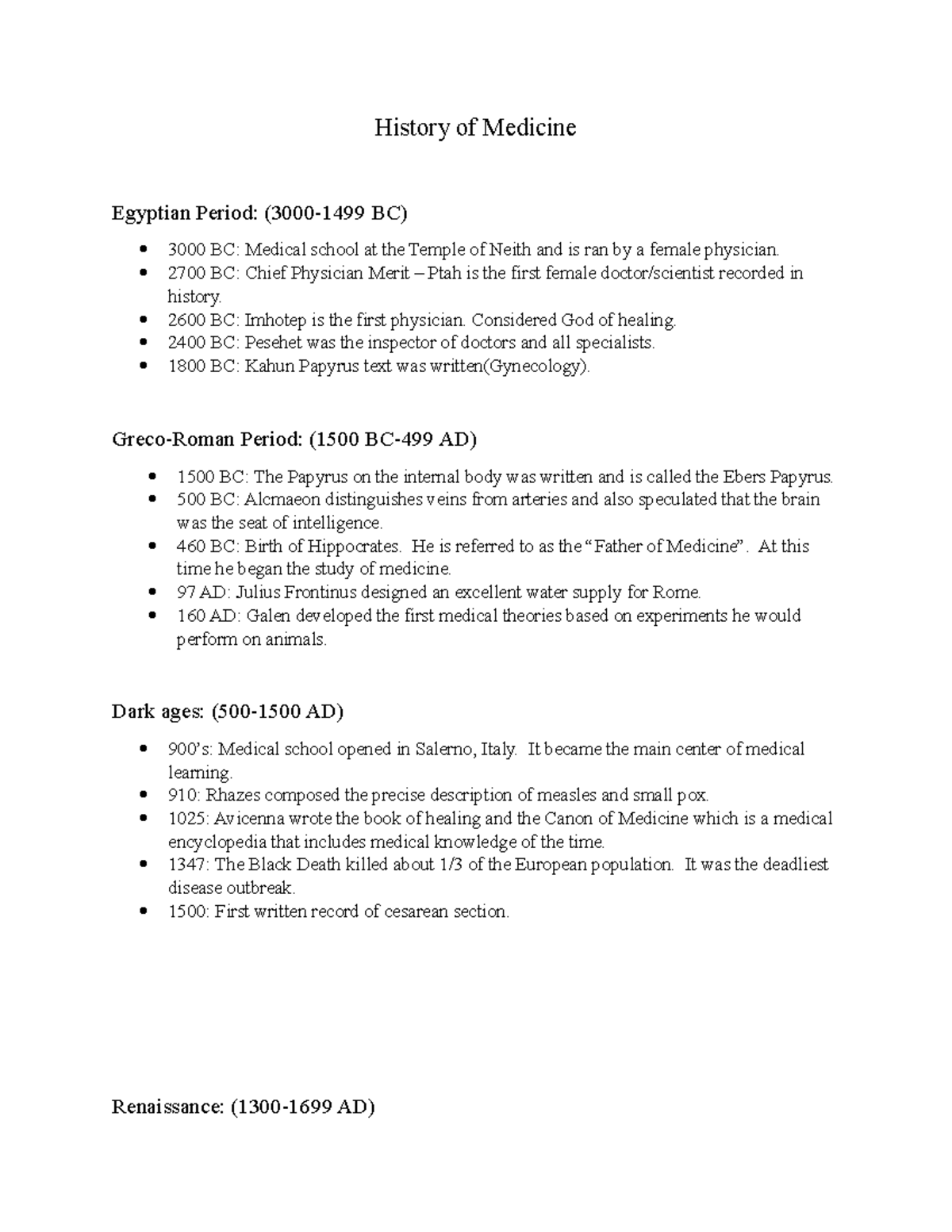 History of Medicine - History of Medicine Egyptian Period: (3000-1499 ...