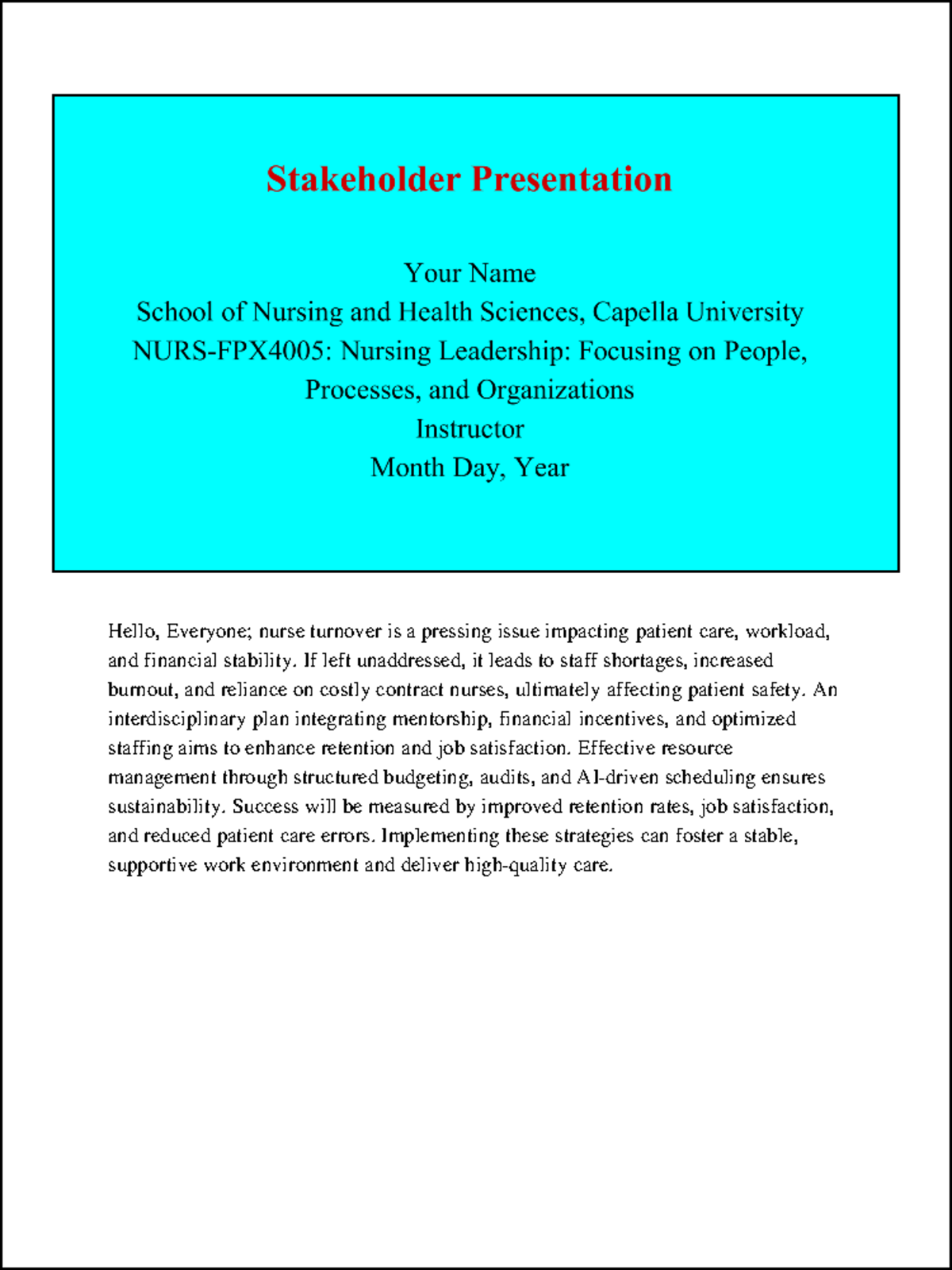 4005 A4 - Addressing Nurse Turnover: Strategies for Improved Patient ...