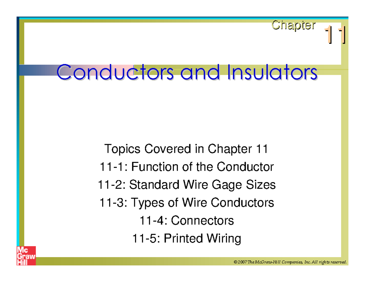 Chapter 11 - Fundamentals of Power Generation and Conductors - Studocu