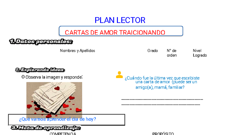UD7 - S3 Plan Lector: Análisis de "Cartas de Amor Traicionado" - Studocu