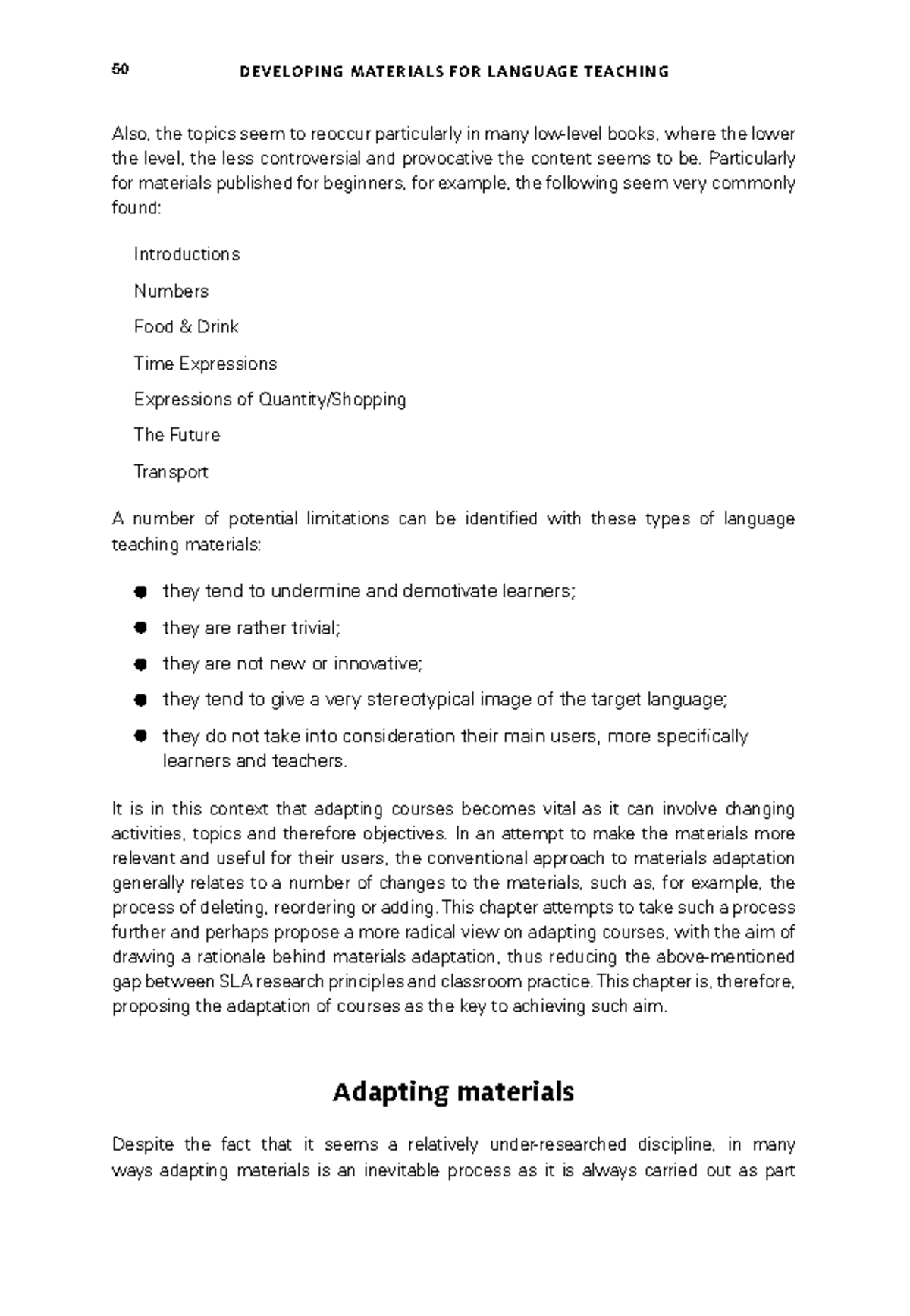 LLMD 50: Developing & Adapting Language Teaching Materials - Studocu
