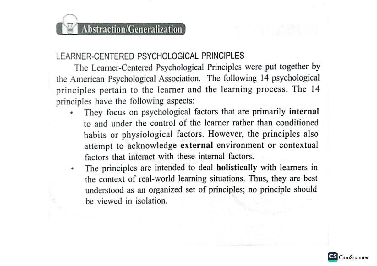 14 Psychological Principles of Learner-Centered Education (LCP) - Studocu