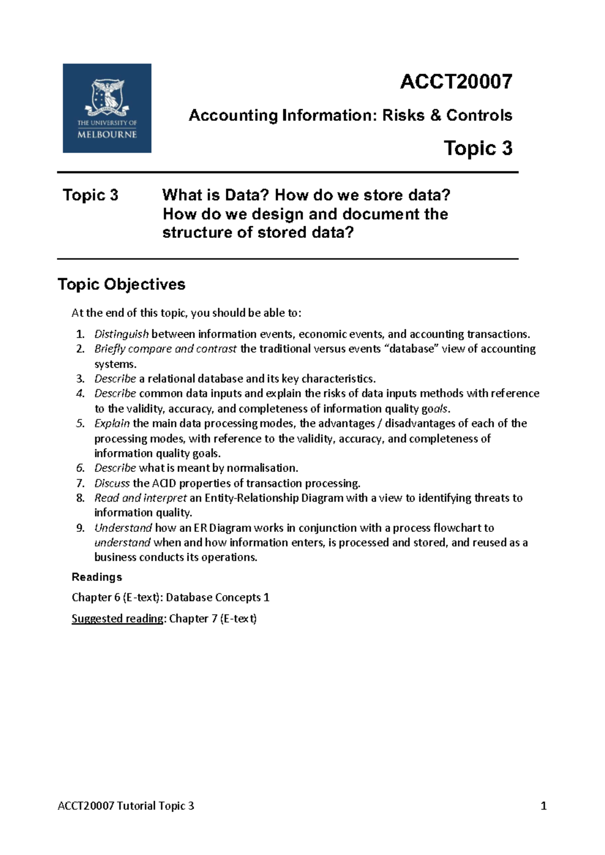 ACCT2000 Tutorial Topic 3: Data Storage & Risks in Accounting Systems ...
