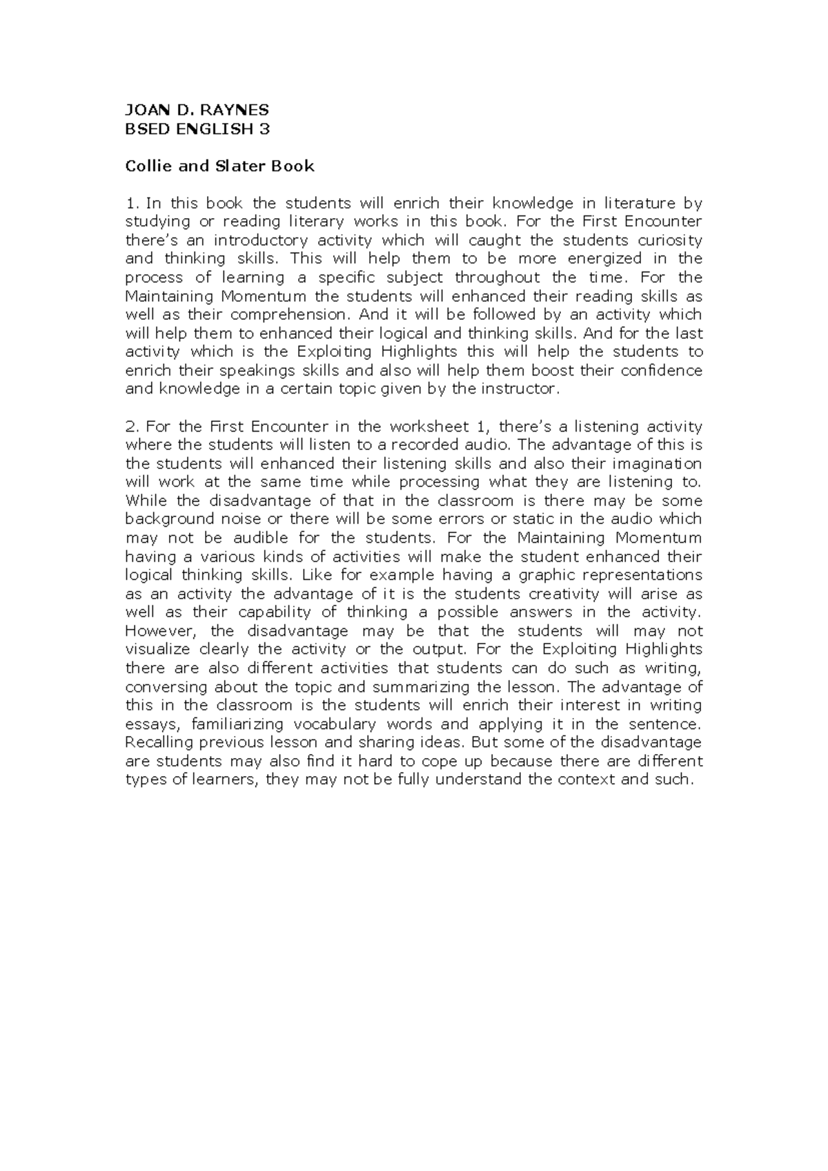 BSED English 3: Insights from Collie and Slater's Literature Guide ...