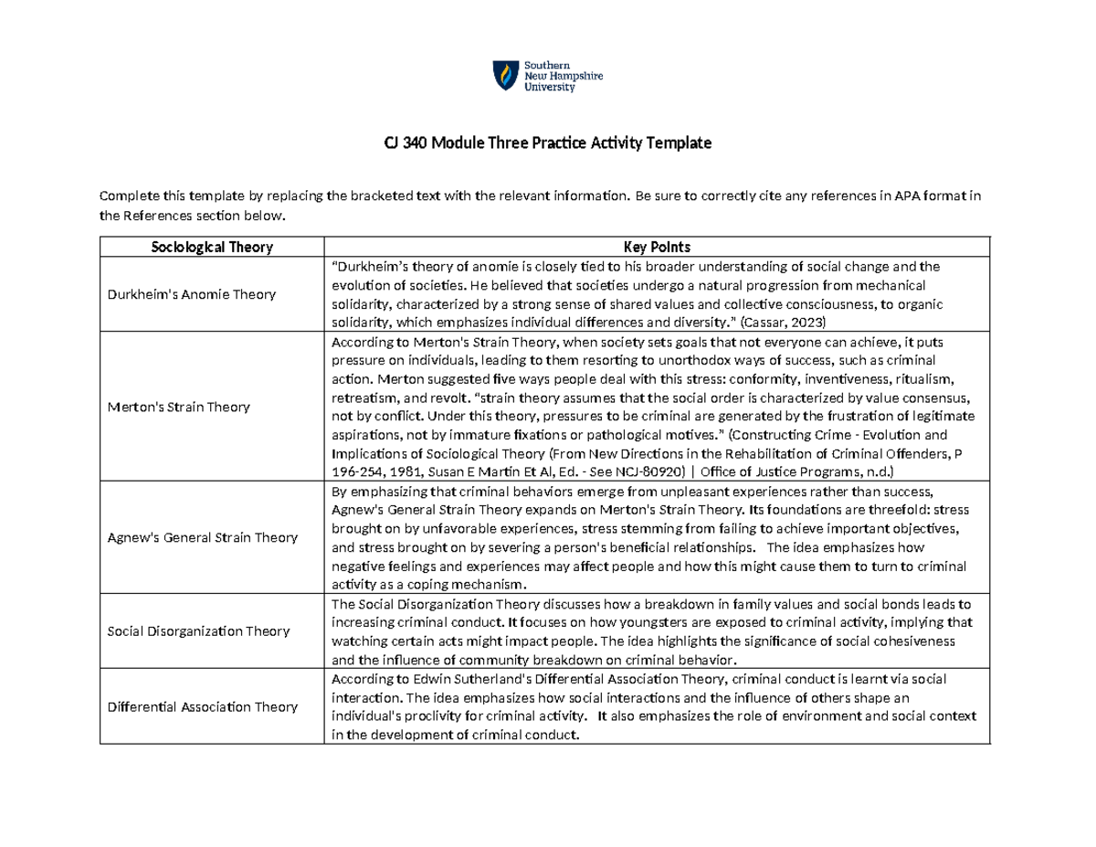 CJ 340 Module Three Practice Activity Template - CJ 340 Module Three ...