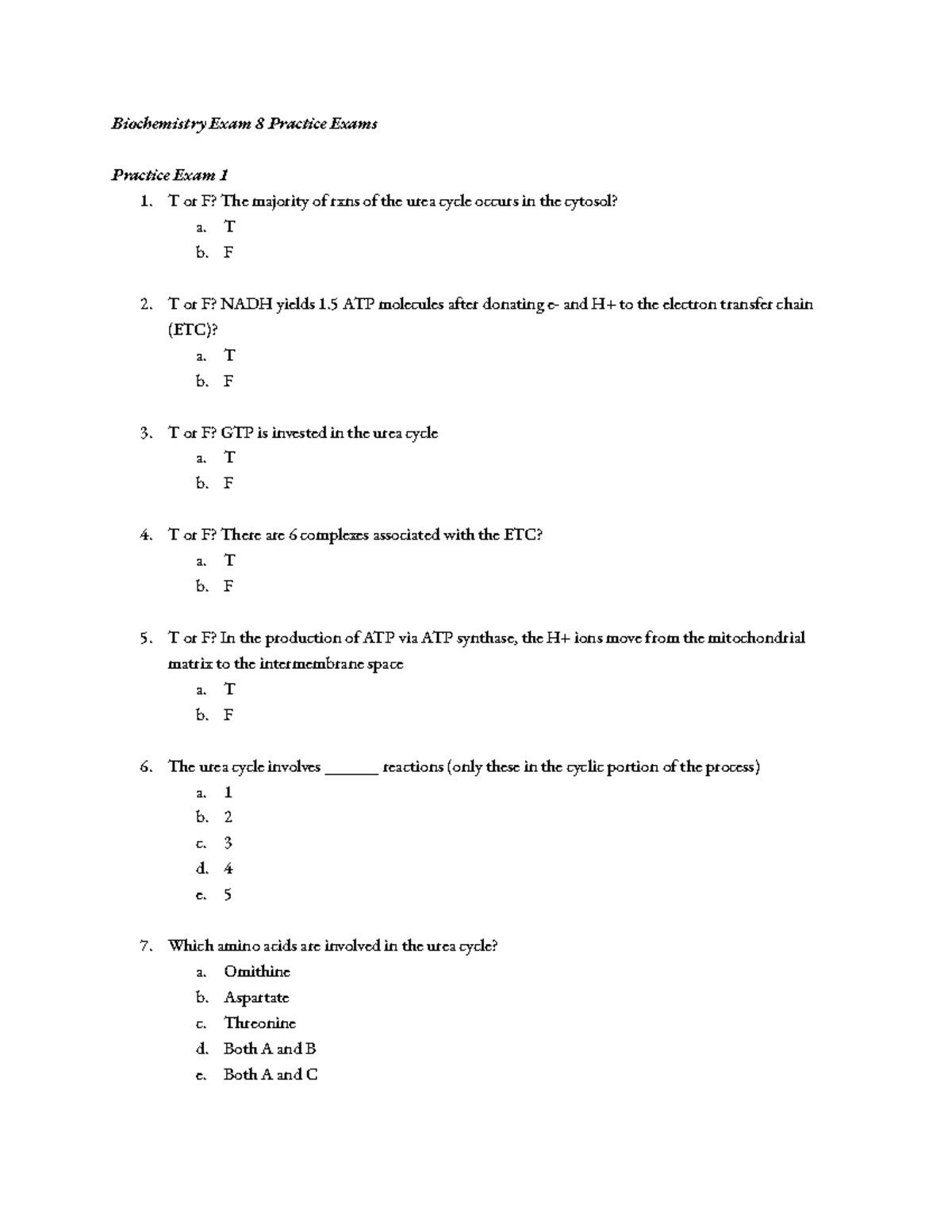 Biochemistry Exam 8 Practice Questions and Answers Summary - Studocu