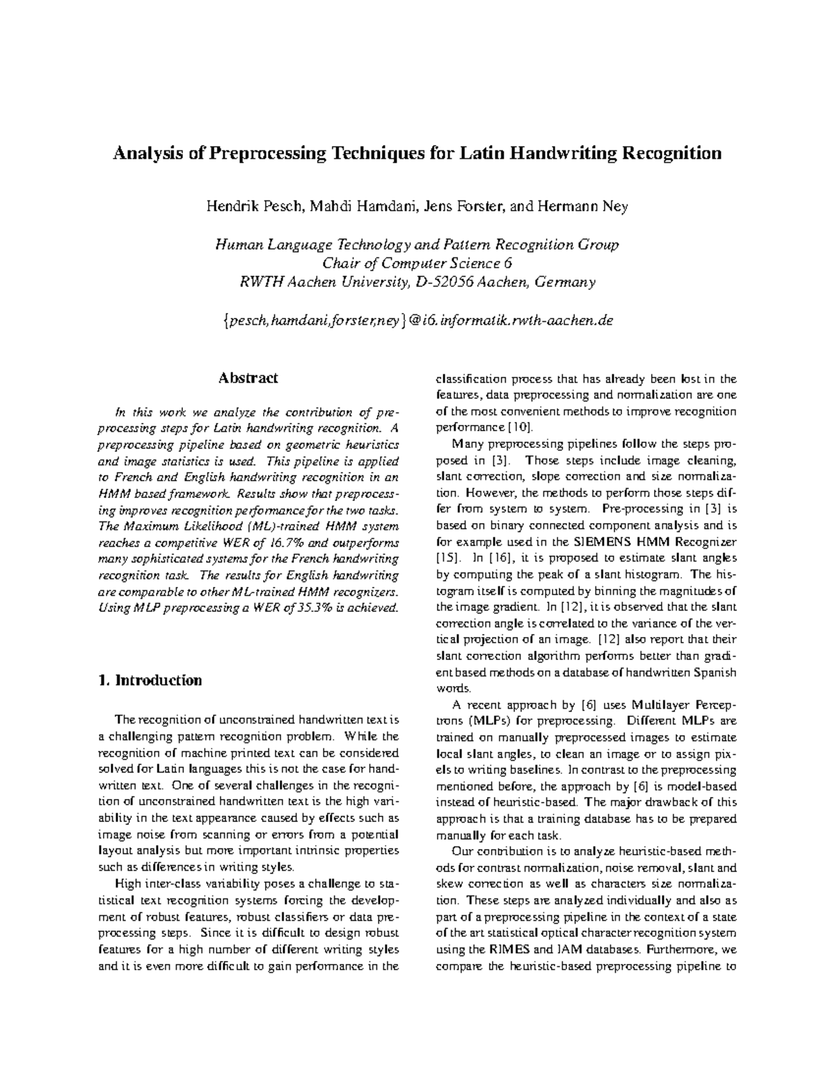 Preprocessing Techniques for Latin Handwriting Recognition: A Study ...