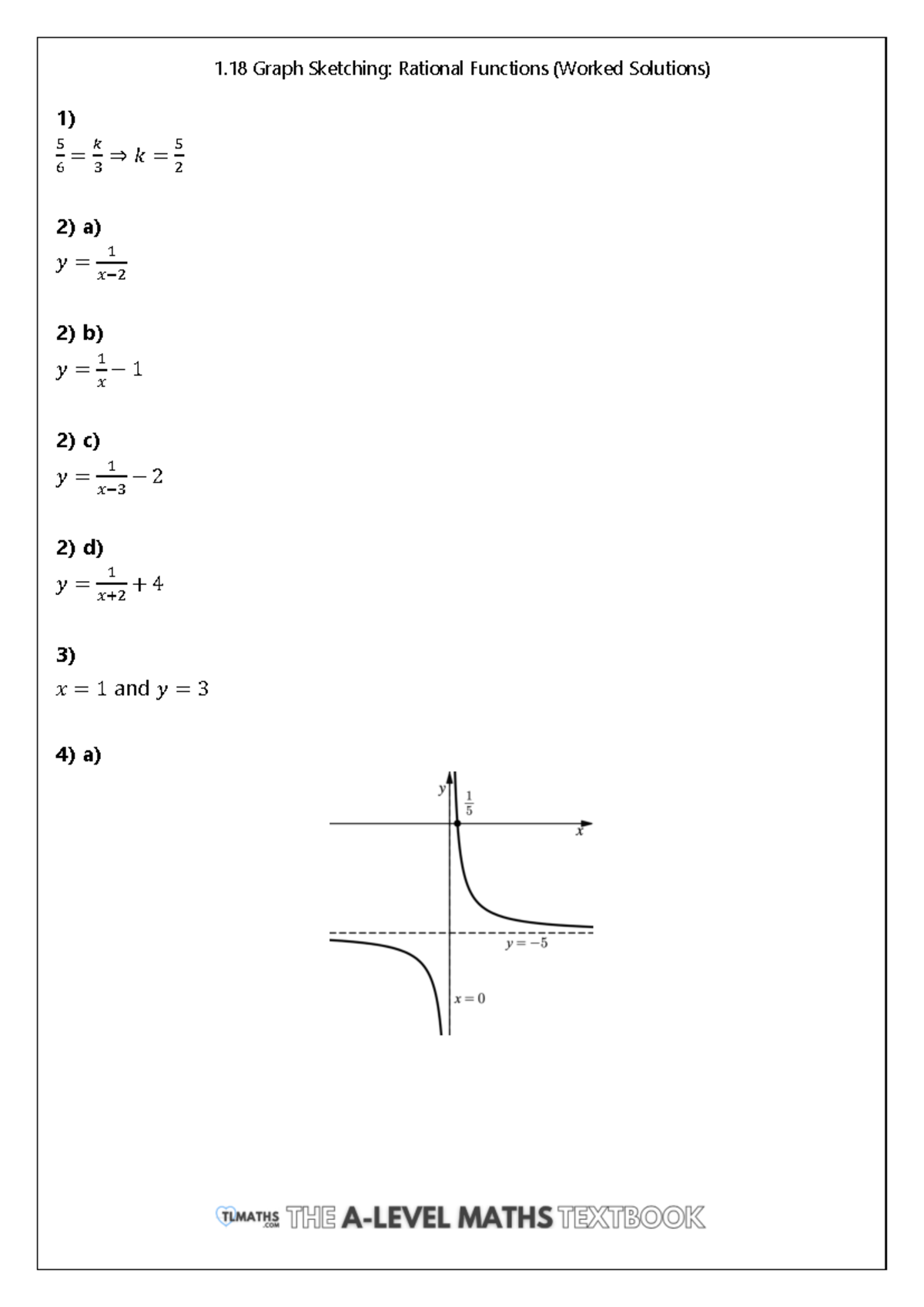 1.18 Graph Sketching: Rational Functions - Worked Solutions Guide - Studocu