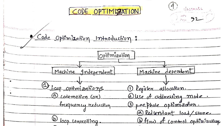 Code Optimization Techniques - CS 101 Lecture Notes - Studocu