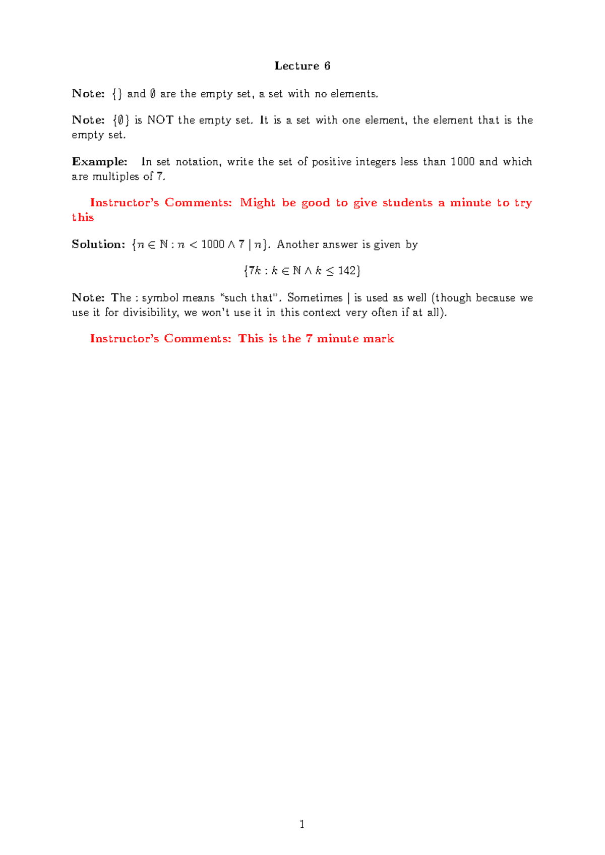 Lecture 6 Notes: Understanding Sets and Notation in Mathematics - Studocu