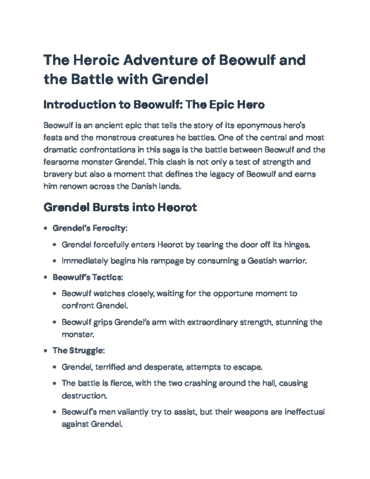 Beowulf's Battle with Grendel: An Epic Tale of Heroism and Legacy - The ...