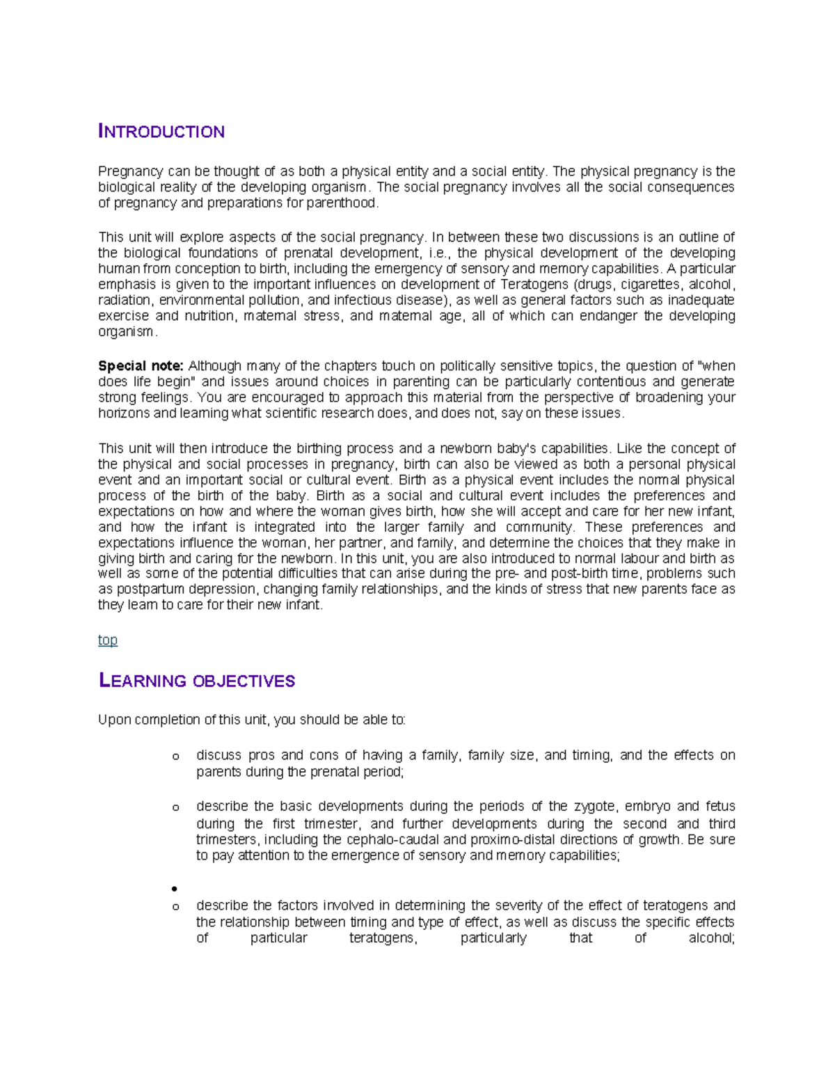Unit 4 - Prenatal Development and Birth - INTRODUCTION Pregnancy can be ...