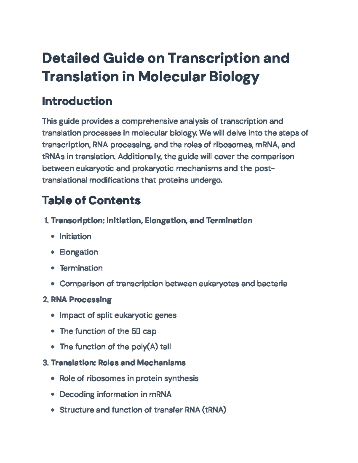 Comprehensive Guide on Transcription and Translation in Molecular ...