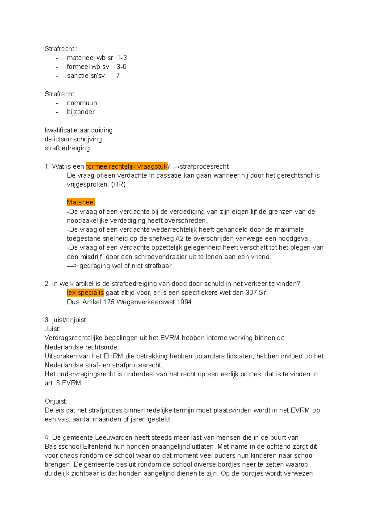 Strafrecht WGS 2022-2023: Materieel en Formeel Recht in Casusanalyses ...