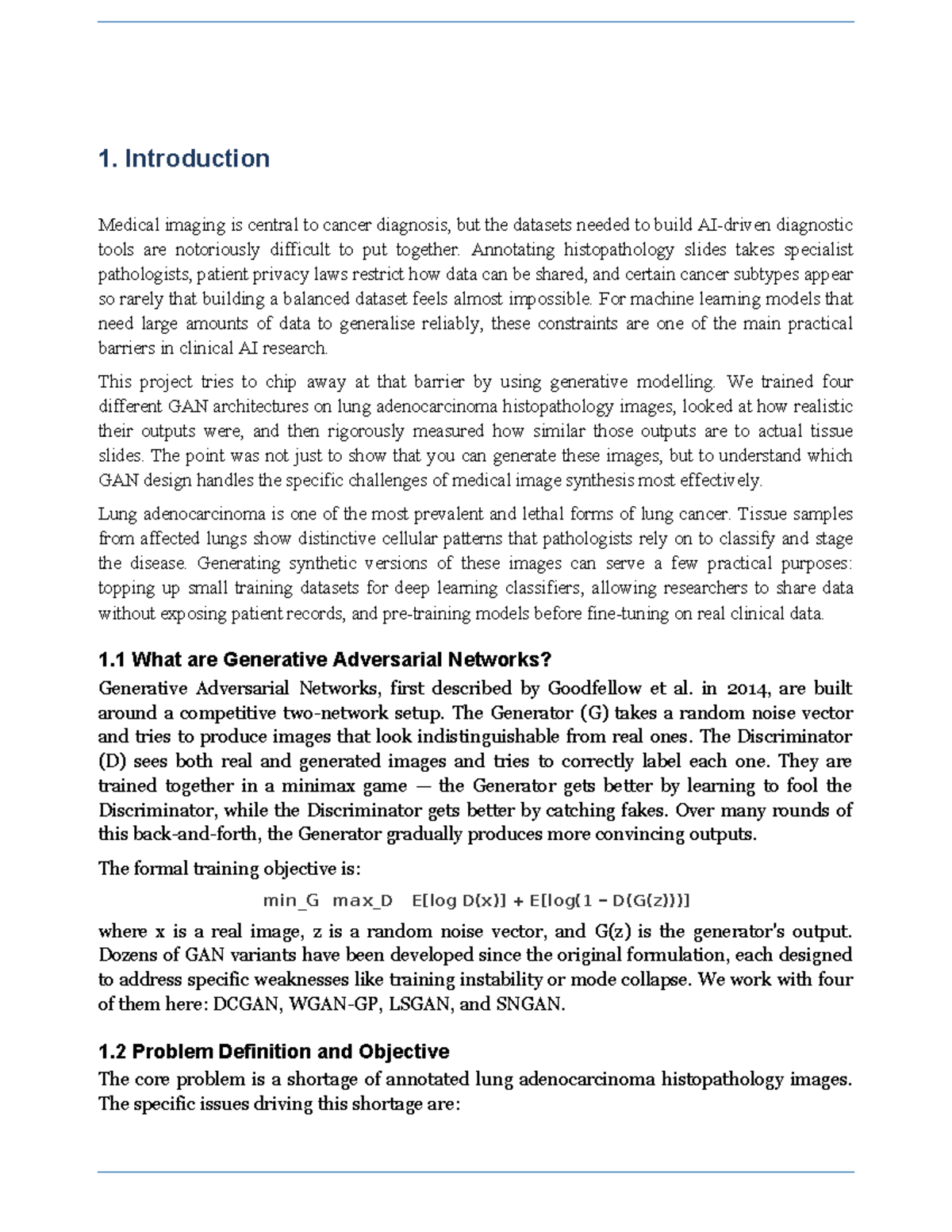 GAN Project Report: Evaluating Generative Models for Lung ...