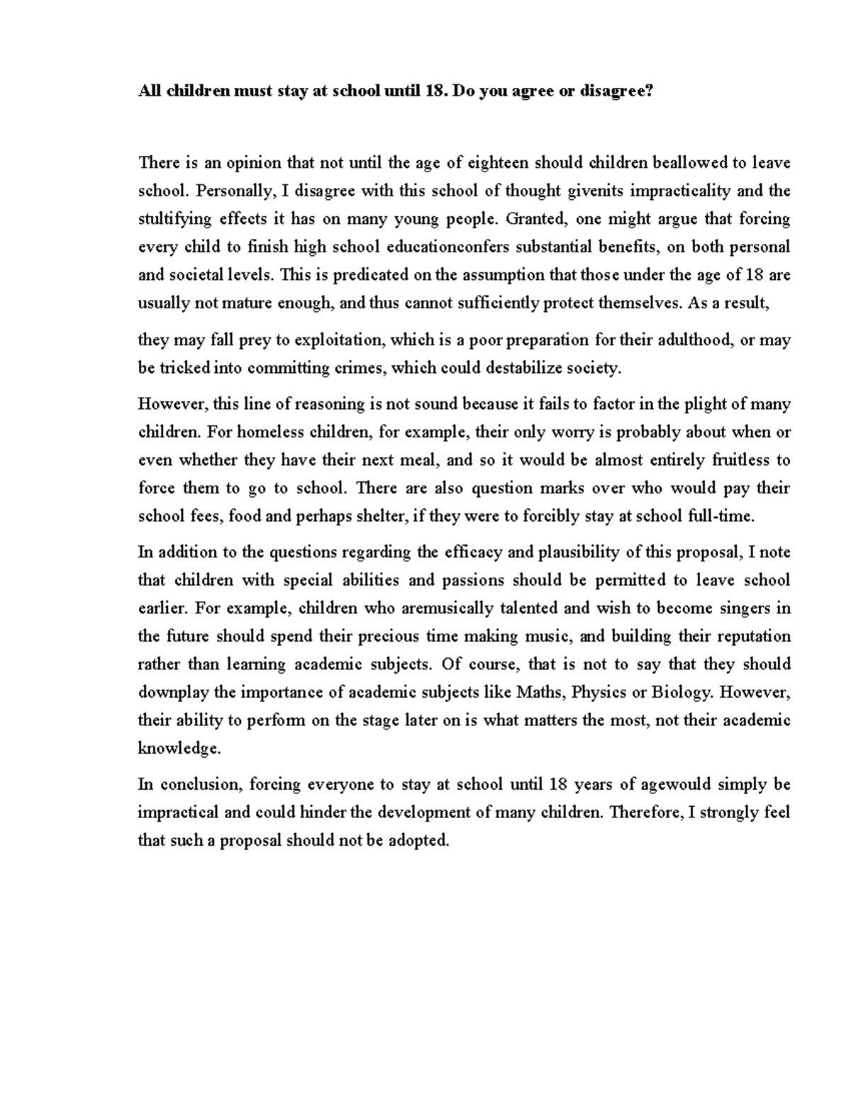 Debate on Mandatory School Attendance Until Age 18: Pros and Cons - Studocu