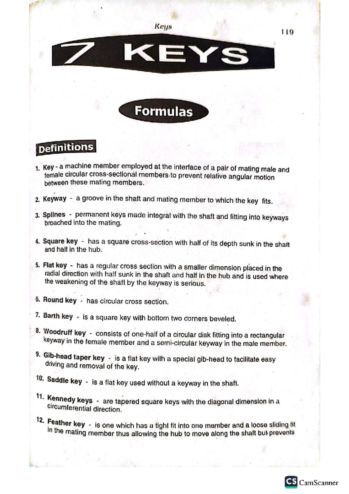 Keys 119: Formulas and Definitions for Key Design and Analysis - Studocu