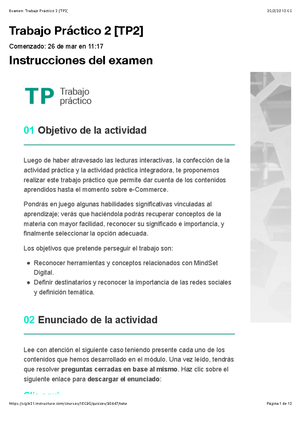 Marketing digital Trabajo Práctico 2 [TP2] - Trabajo Práctico 2 [TP2] Comenzado: 26 de mar en 11 ...