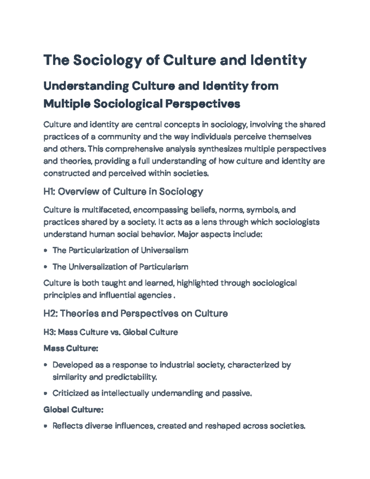 Sociology 101: Examining Culture and Identity through Perspectives ...