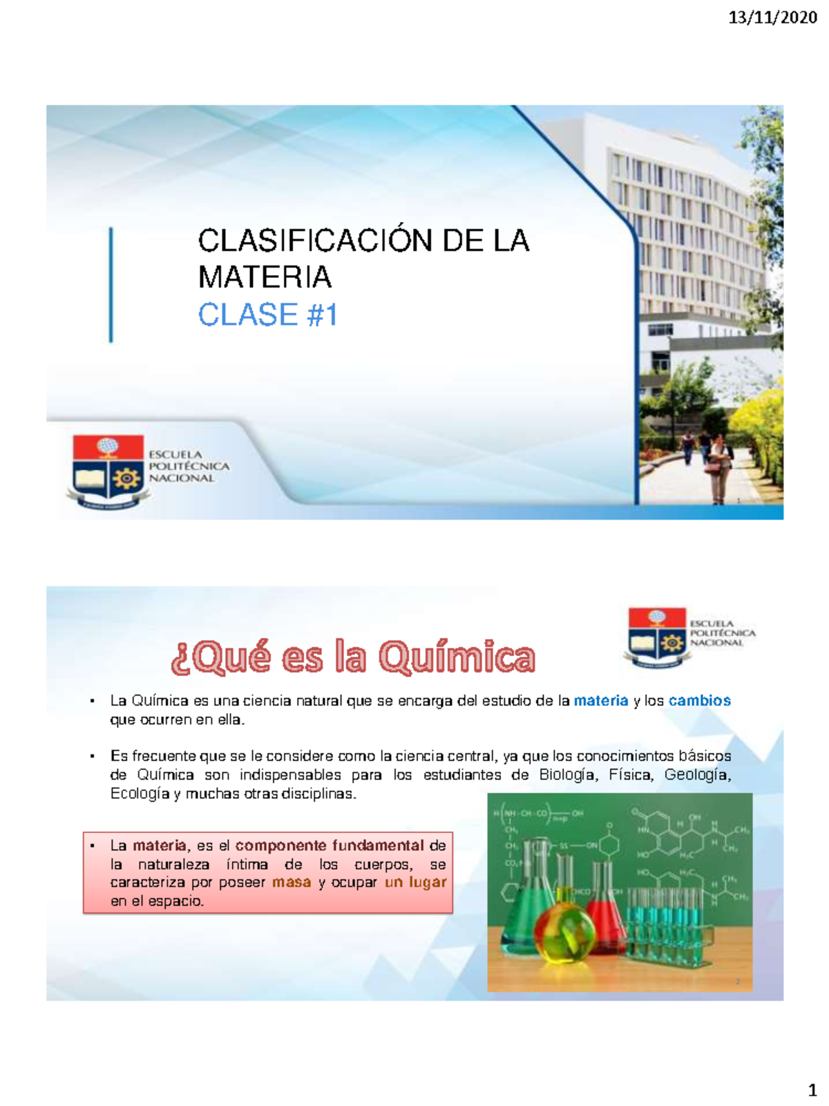 Clasificación de la Materia: Clase 1 - Diapositivas y Conceptos Clave ...