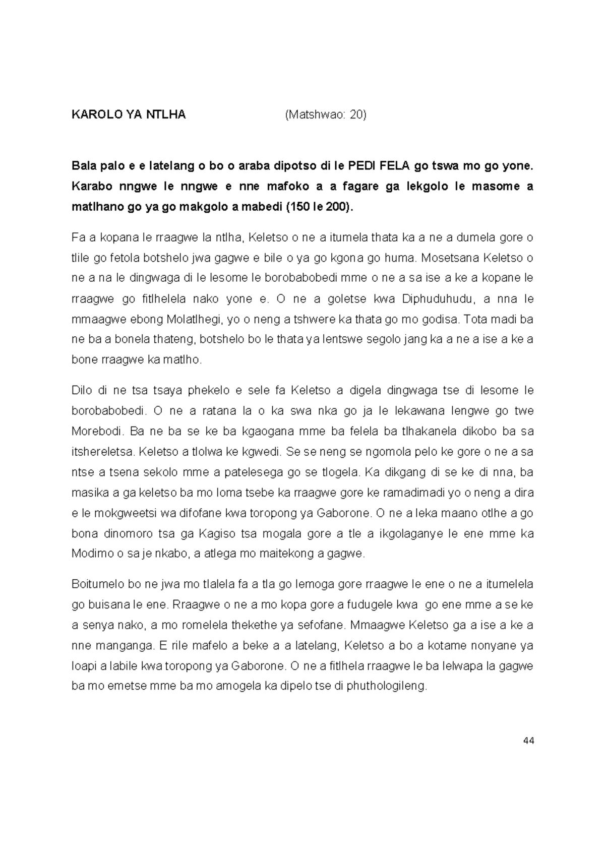 JC Setswana Final Exam Revision Papers for Learners - Studocu