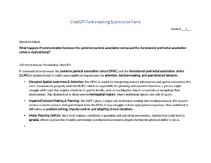 ChatGPT fact checking - ChatGPT Fact-checking Submission Form Week #: 2_ Question Asked: 250 ...