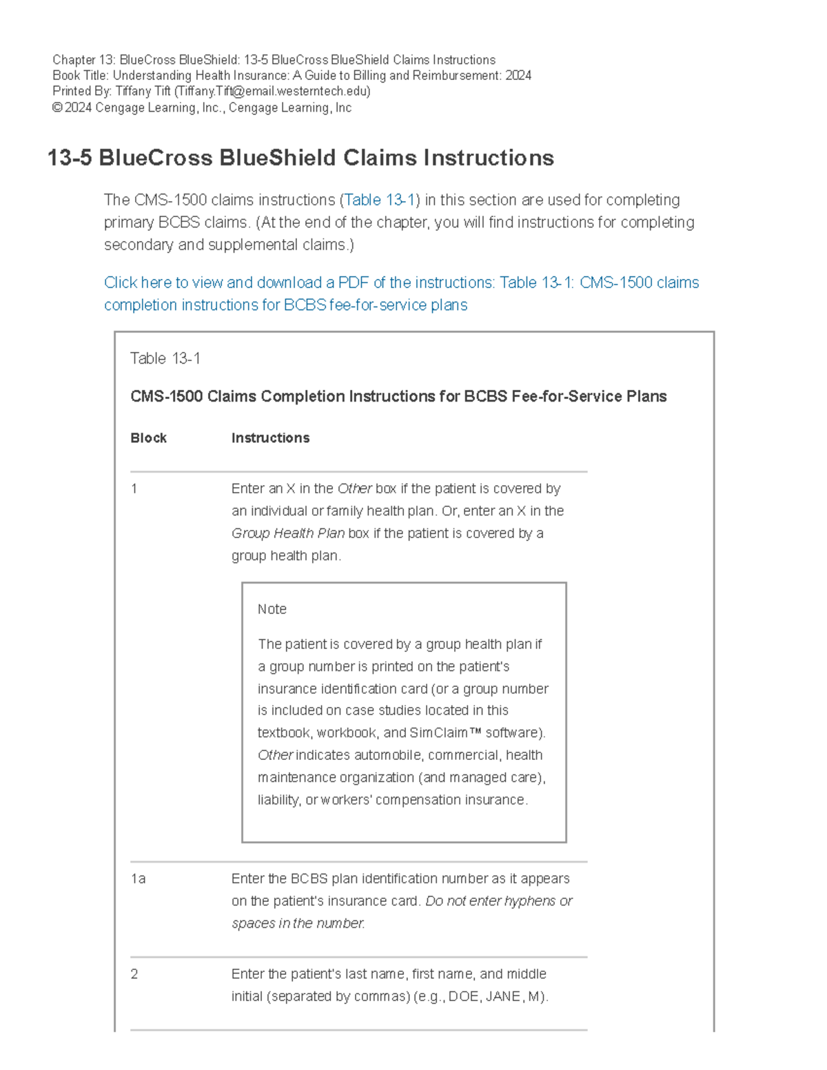 Chapter 13: BCBS Claims Instructions - Understanding Health Insurance ...