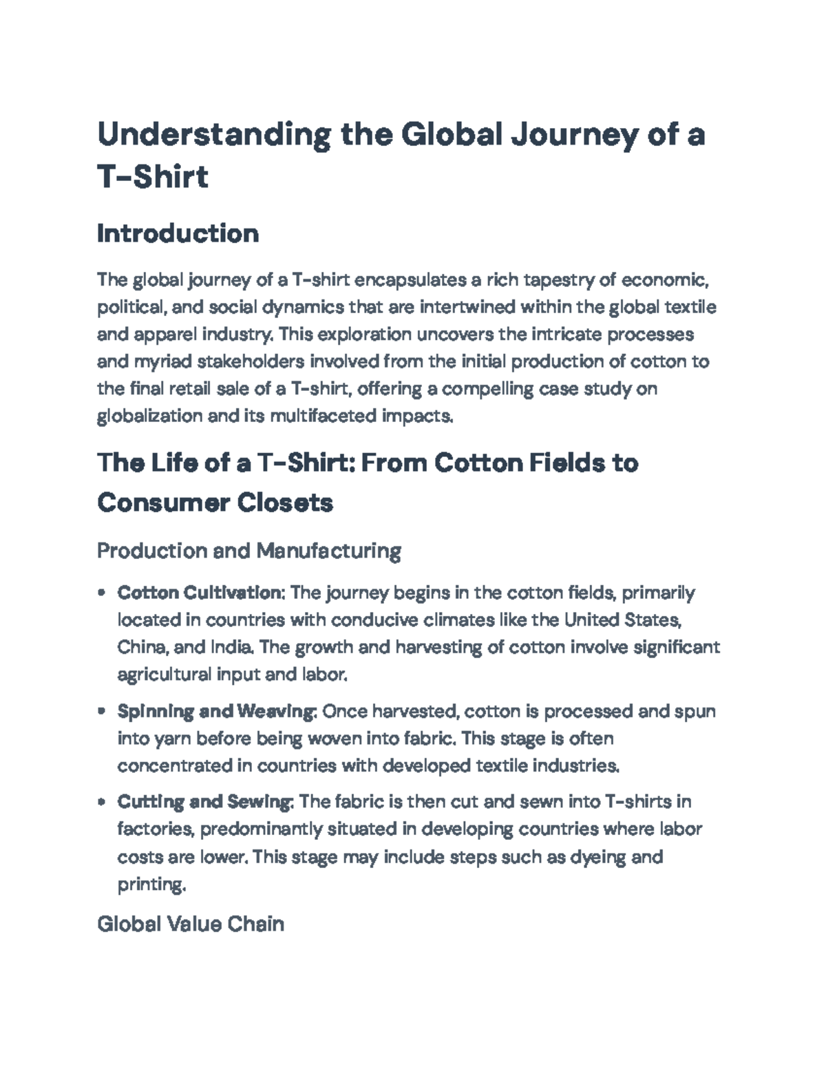The Global Journey of a T-Shirt: From Production to Consumer Impact ...